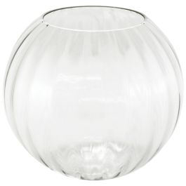 6" Neckless Glass Globe with 3" Opening - Optic Clear Straight Ribs G65564